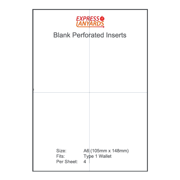 A4 Perforated Badge Insert Sheets - 105mm x 148mm (A6) | Express ...