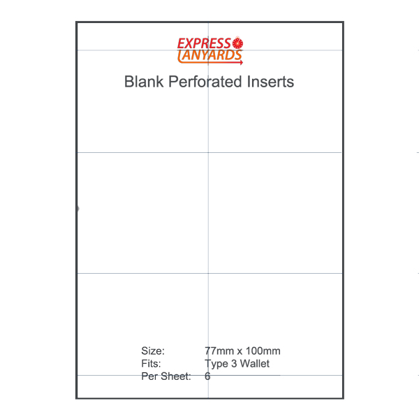 A4 Perforated Badge Insert Sheets - 77mm x 100mm | Express Lanyards UK